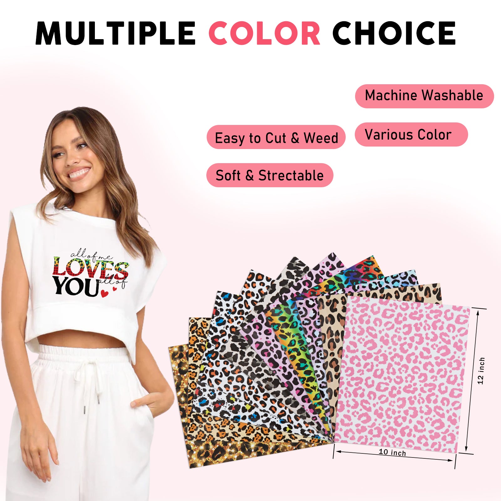 Tintnut Leopard HTV Heat Transfer Vinyl - 10 Sheets 12 X 10 Inches Che ...