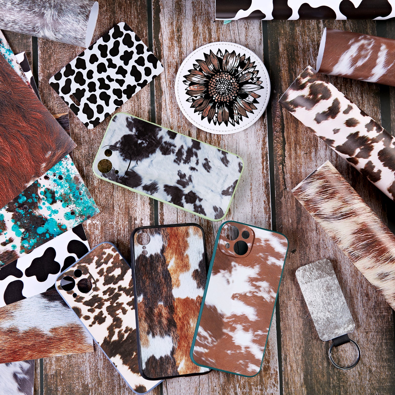 Tintnut Cowhide Permanent Vinyl - 10 Sheets 12"x10", Cow Print Adhesiv ...